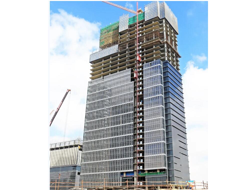 Topping out ceremony for the main structure of the C04 office building ...